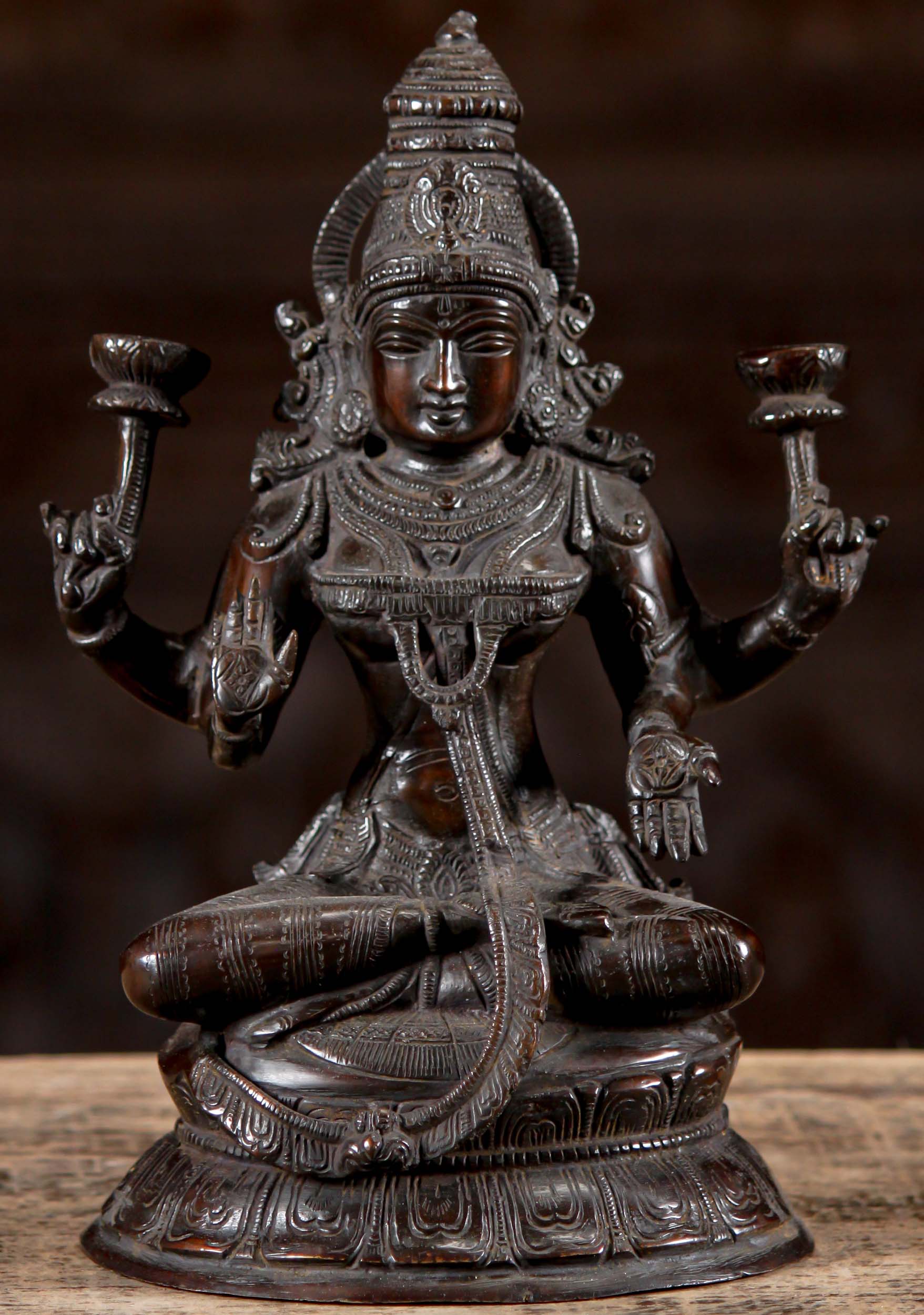 SOLD Brass Seated Lakshmi Statue Holding 2 Lotus Flowers Symbols of ... SOLD Brass Seated Lakshmi Statue Holding 2 Lotus Flowers Symbols of ...